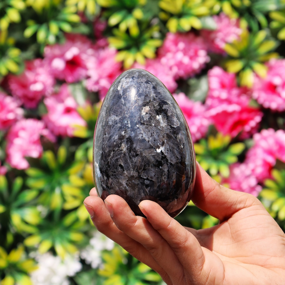 110MM Large Natural Grey Larvikite Blue Pearl Metaphysical Aura Healing ...