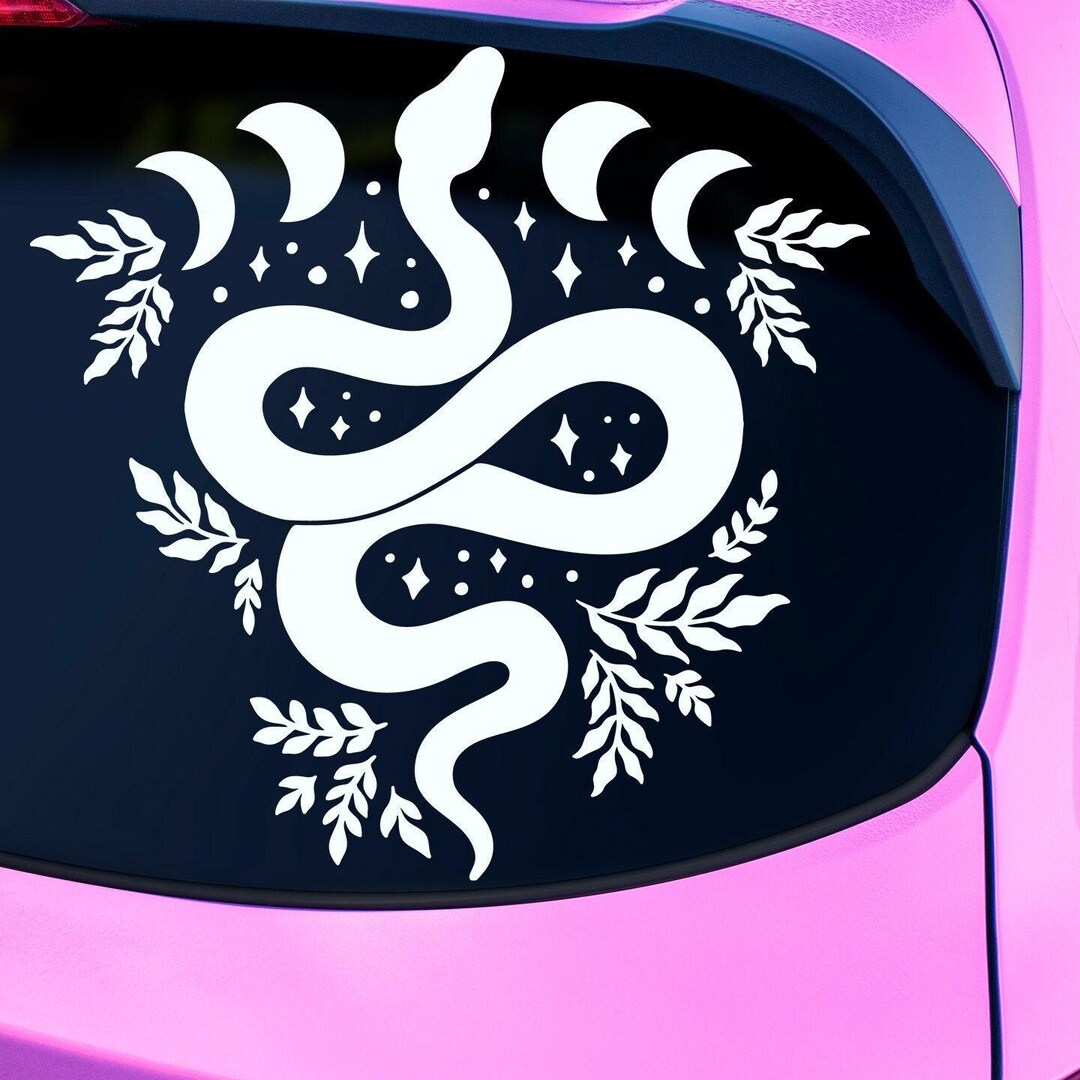 Moon Phases Snake Sticker | Pagan Stickers for Cars | Boho Serpent ...
