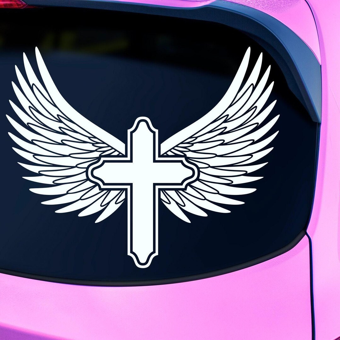Christian Cross With Wings Sticker | Religious Stickers for Cars | Rest ...