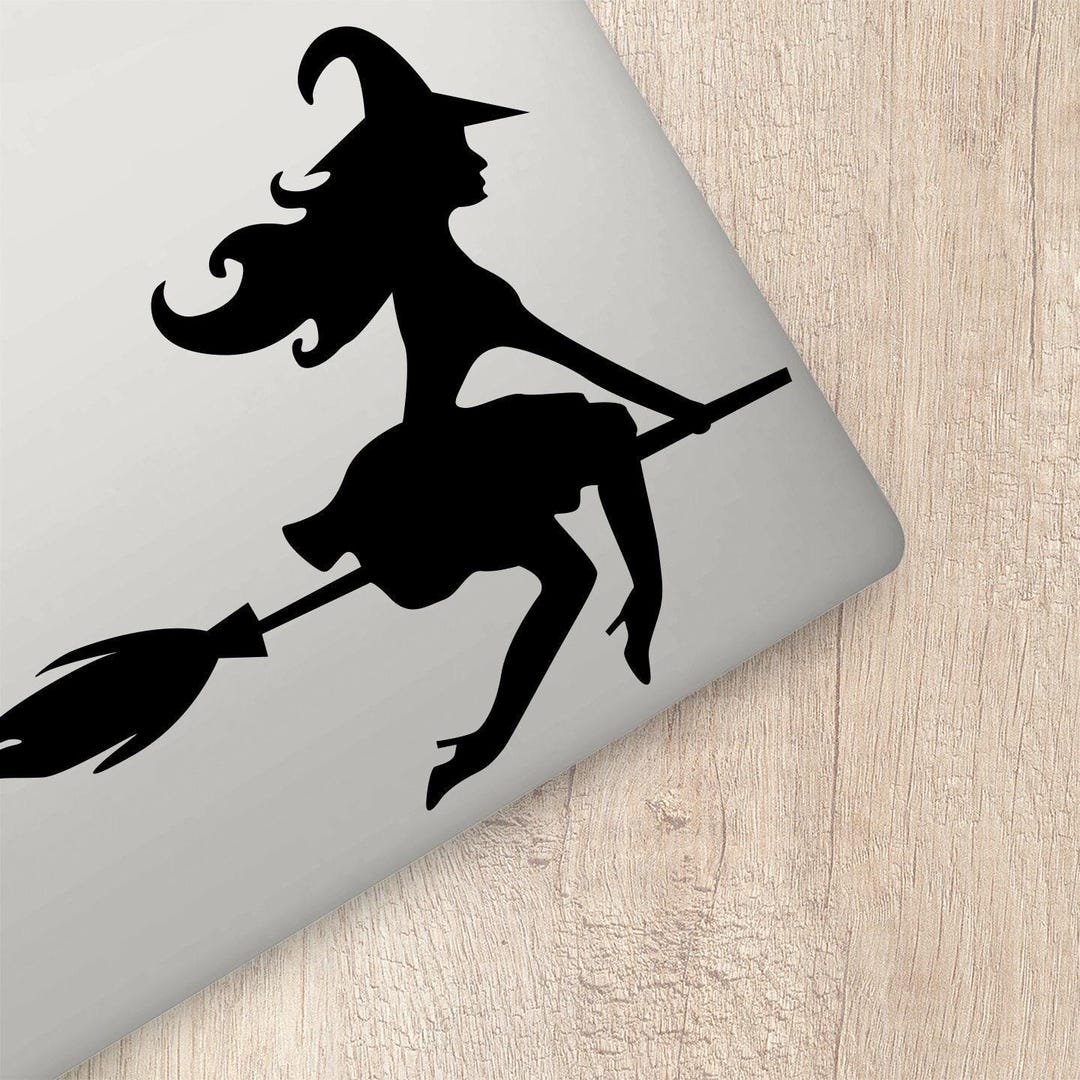 Witch on Broomstick Sticker | Witchy Stuff | Gothic Stickers for Cars ...