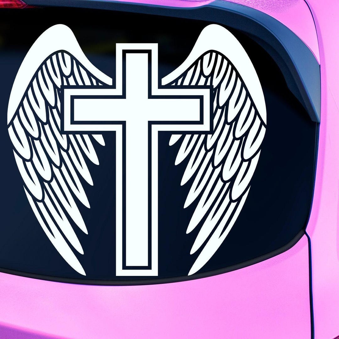 Christian Cross With Wings Sticker | Religious Stickers for Cars | Rest ...