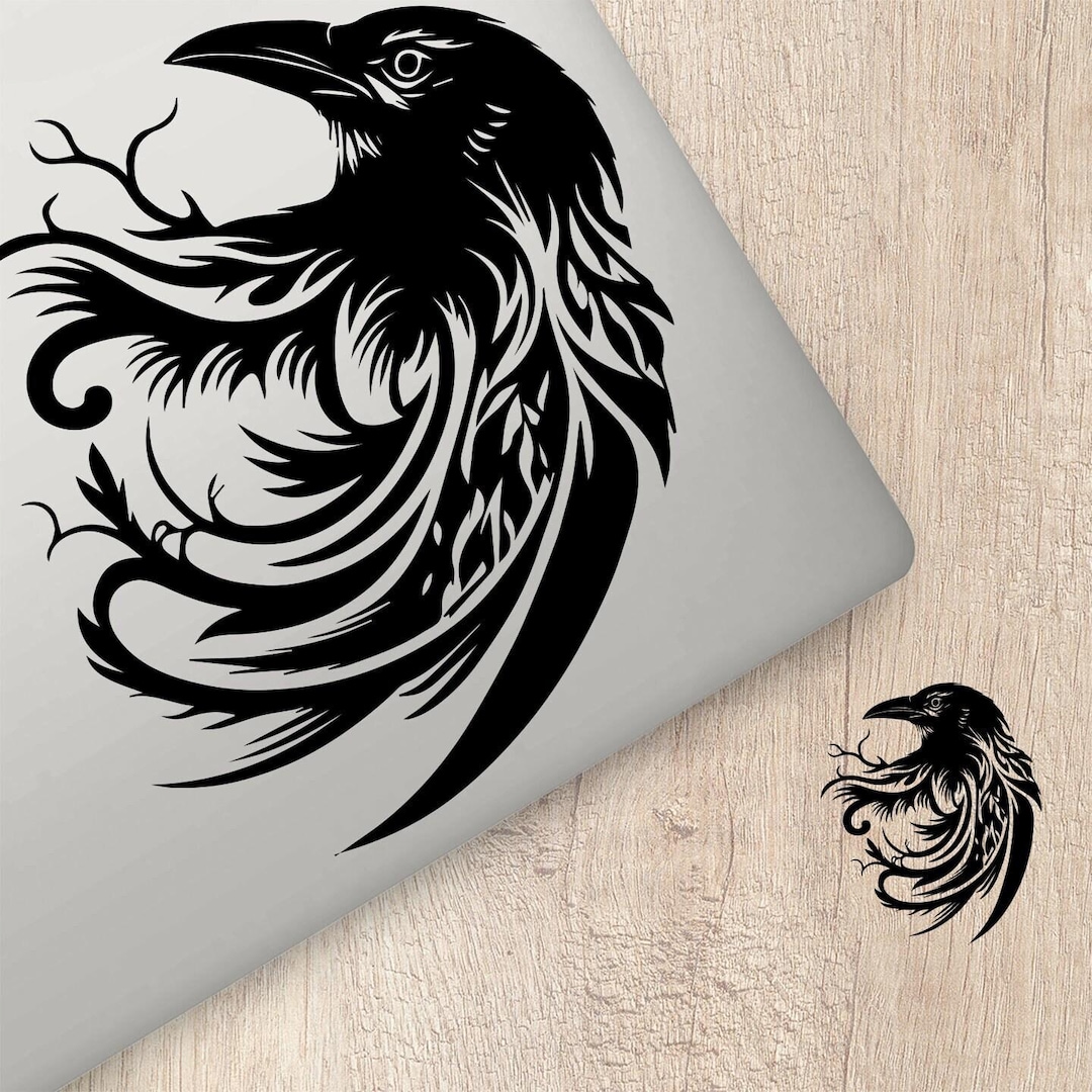 Raven Art Sticker | Pagan Stickers for Cars | Black Crow | Tribal Crows ...