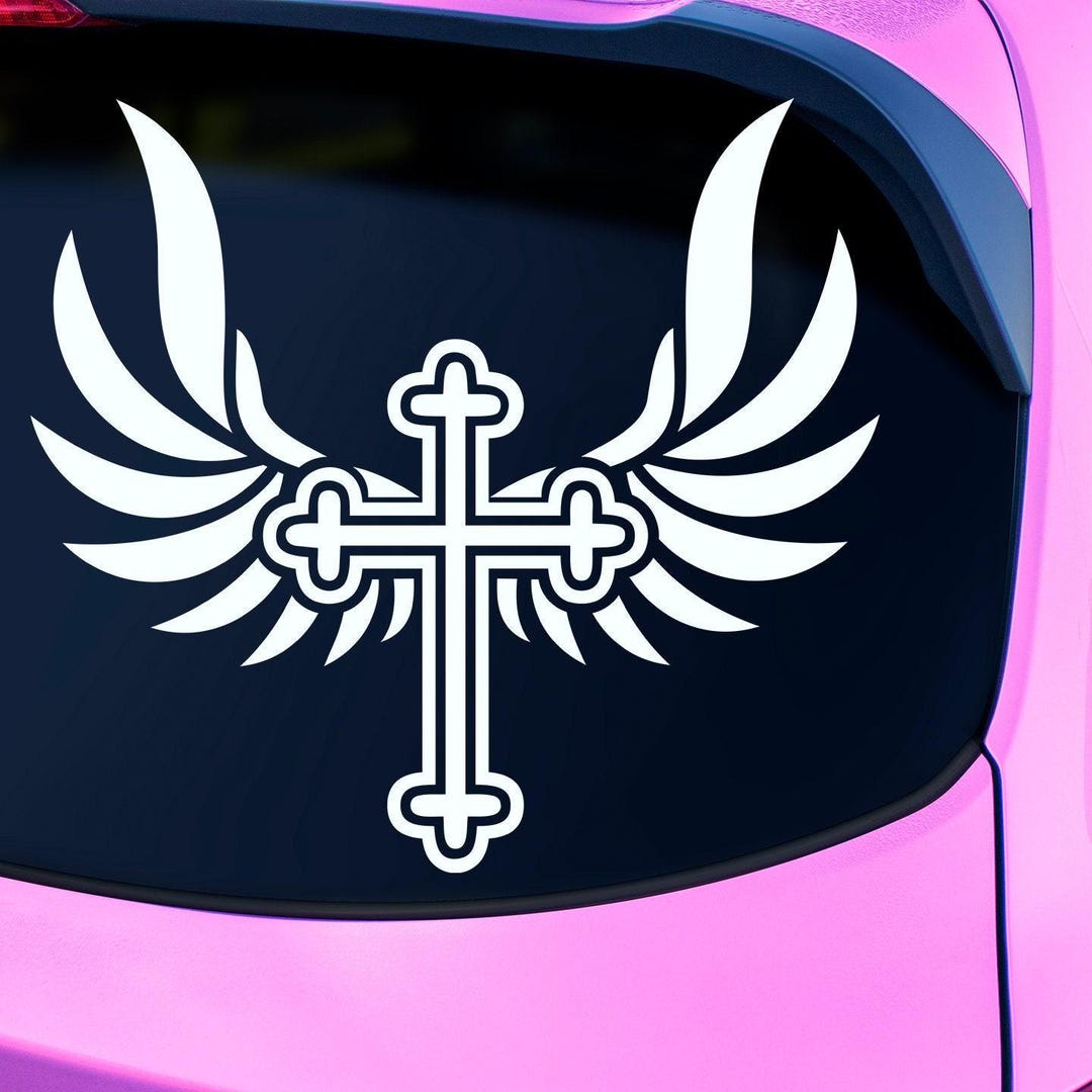 Christian Cross With Wings Sticker | Religious Stickers for Cars | Rest ...
