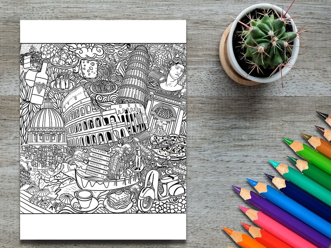 Italy Adult Coloring Page Instant Download - Etsy