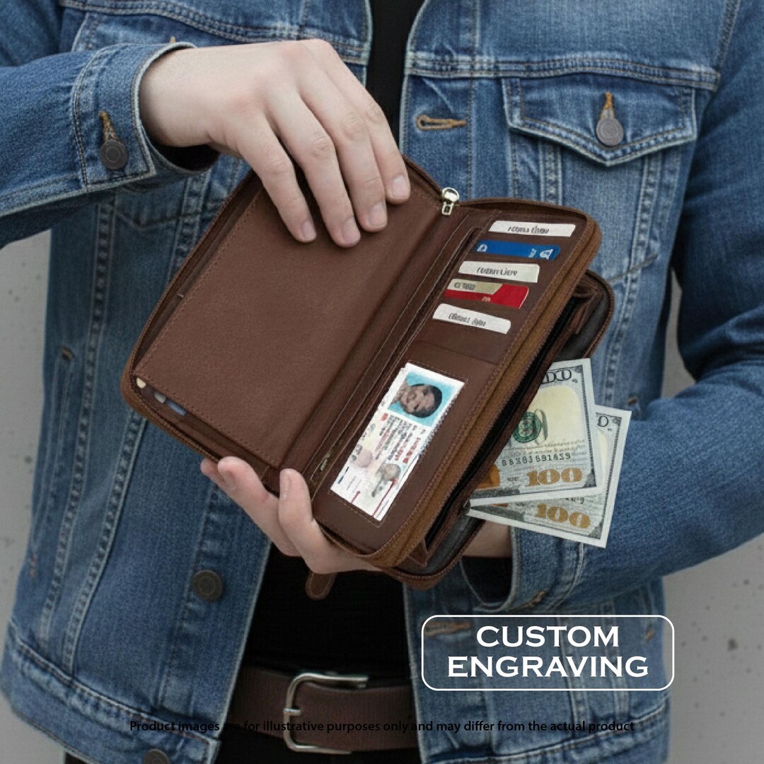 Personalized Vintage Leather Checkbook Secretary Wallet Organizer ...