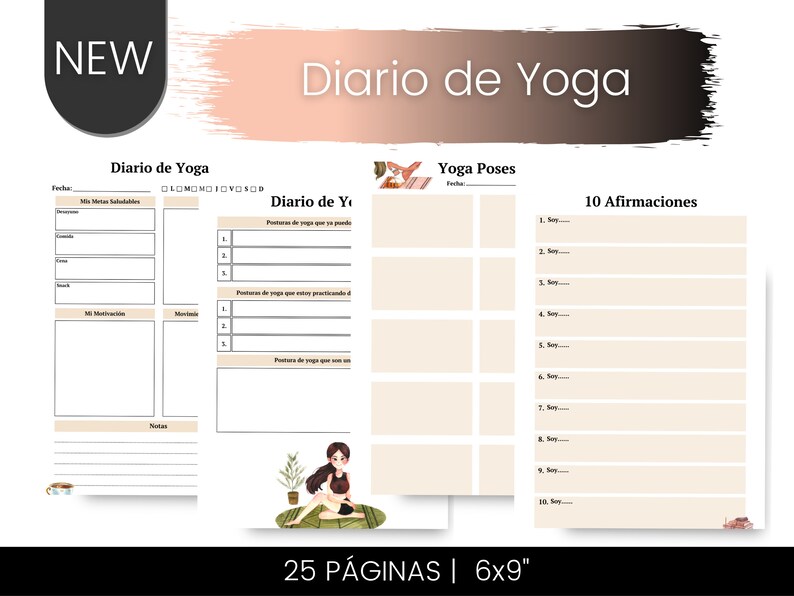 Yoga Planner Spanish | Yoga Journal | Spanish Yoga Diary | Yoga Poses ...