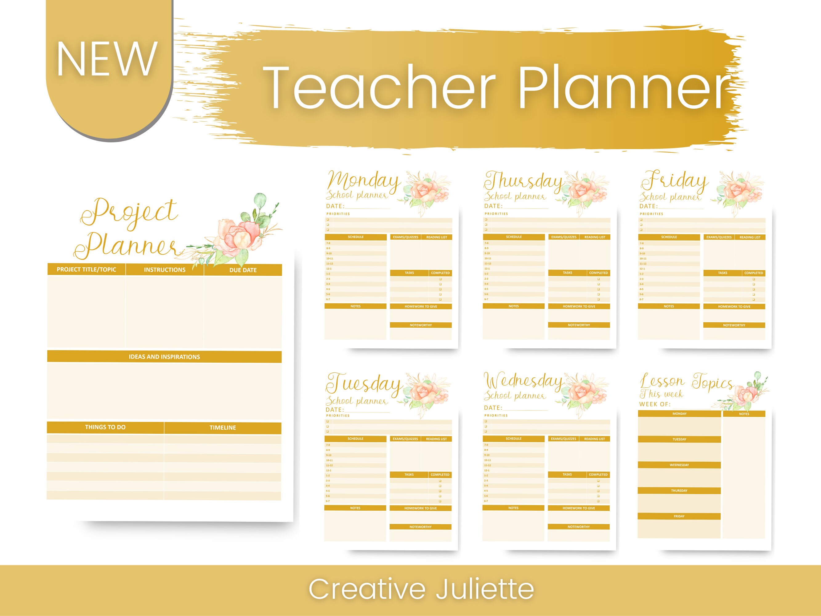 Teacher Planner | Lesson Planner Printable | Academic Planner ...