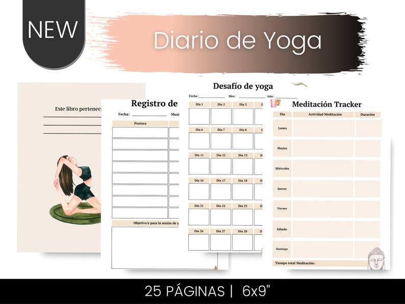 Yoga Planner Spanish | Yoga Journal | Spanish Yoga Diary | Yoga Poses ...