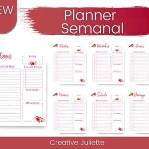 Spanish Weekly Planner | Printable Planner | Weekly Planner | Undated ...