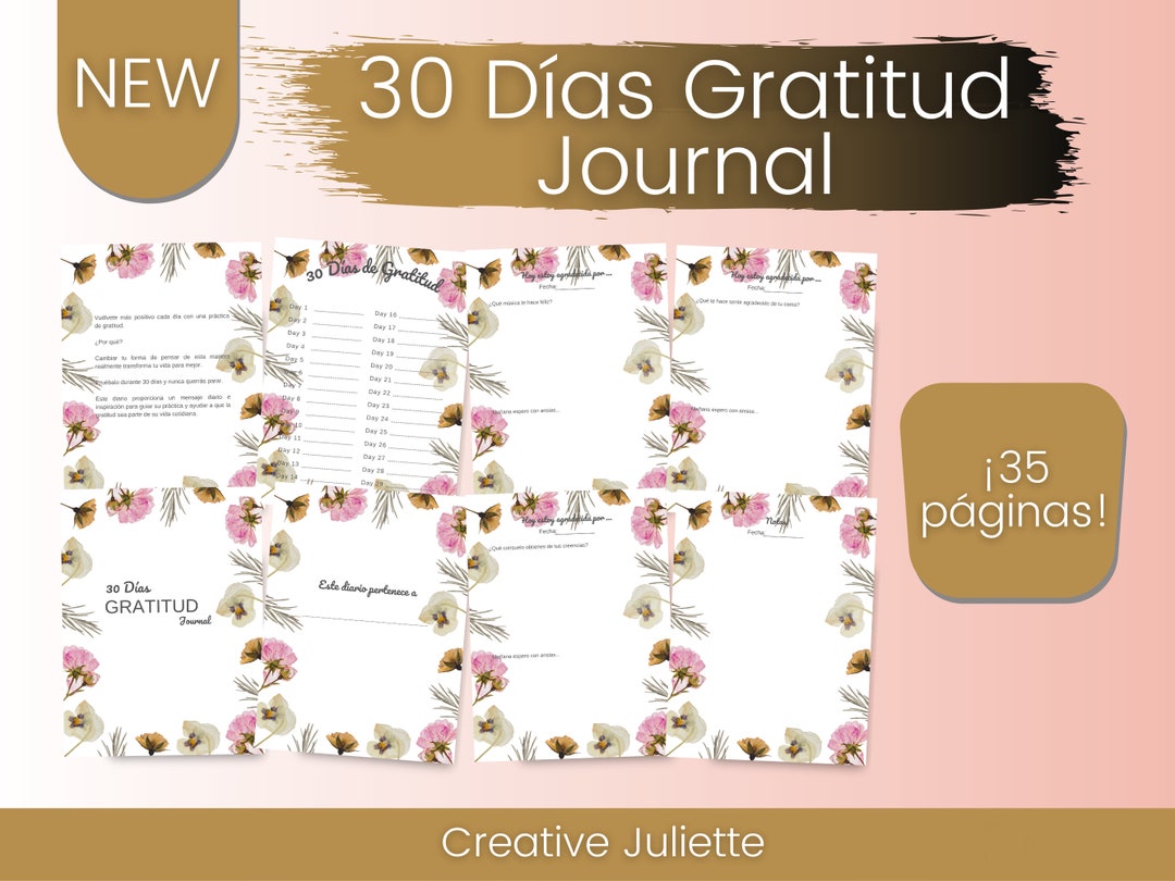 30 Days Gratitude Journal Spanish | Daily Gratitude | Daily Reflection ...