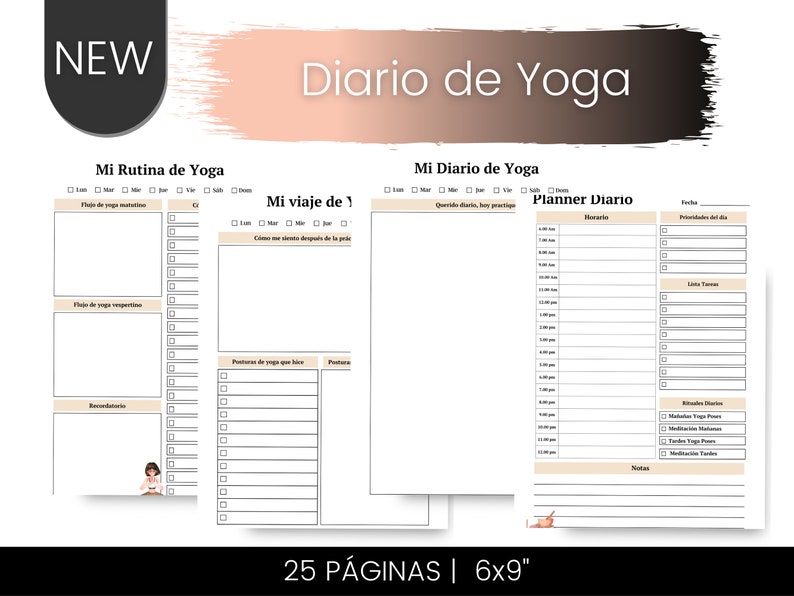 Yoga Planner Spanish | Yoga Journal | Spanish Yoga Diary | Yoga Poses ...