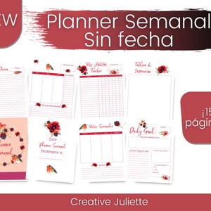 Spanish Weekly Planner | Printable Planner | Weekly Planner | Undated ...