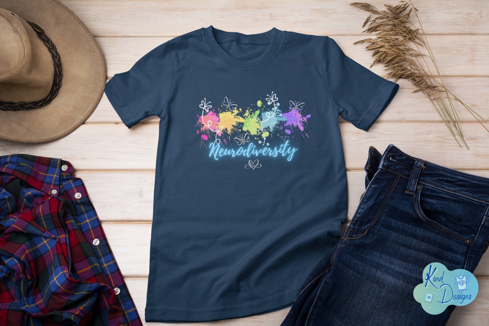Neurodiversity Rainbow Butterfly Splash Shirt, Autism Acceptance and ...
