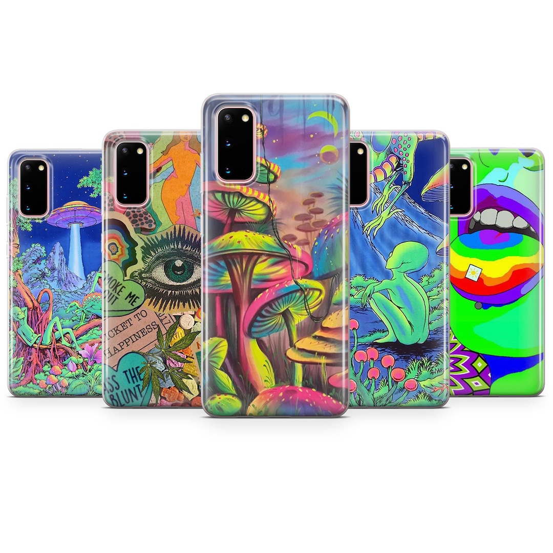 Trippy Psychedelic Mushrooms Aestethic UFO Aliens Silicone Phone Case ...