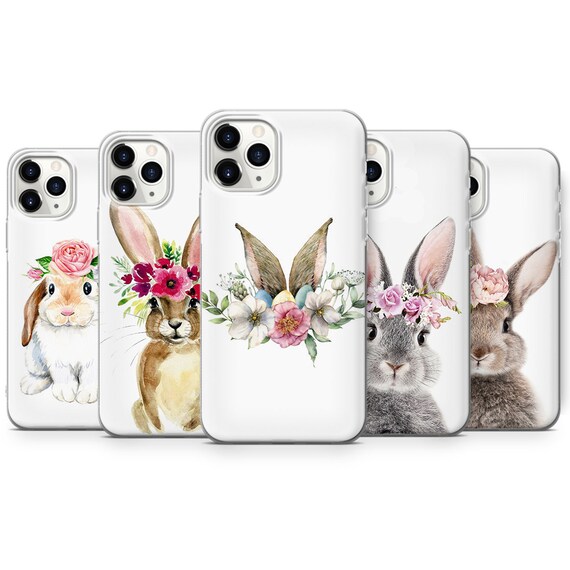 Easter Bunny Iphone Case Vintage Rabbit Flowers Thin Silicone - Etsy