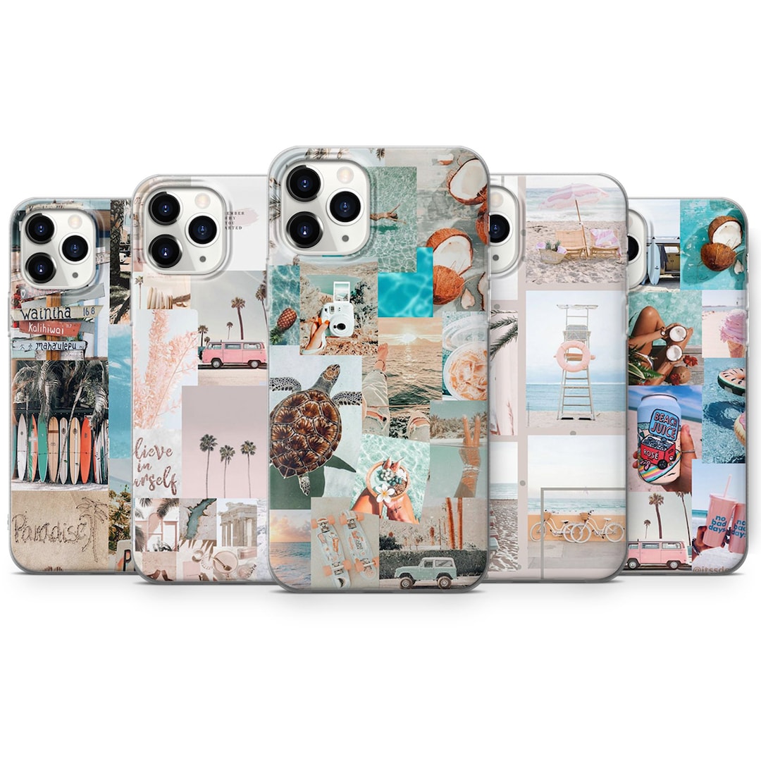 SUMMER BEACH iPhone Case Cute Collage Aesthetic Silicone Phone Case ...