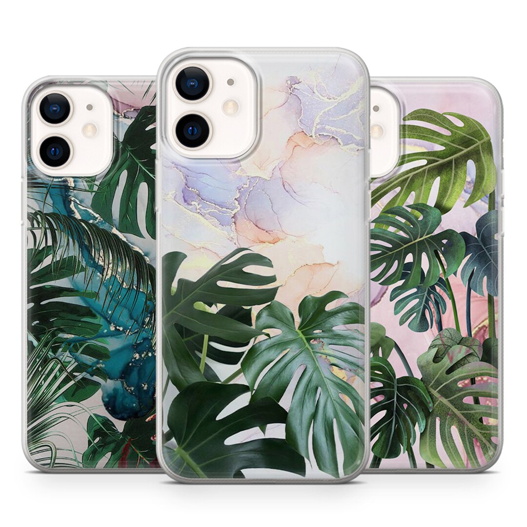 Monstera FLOWER iPhone Case Plant Leaves on Marble Background Phone ...