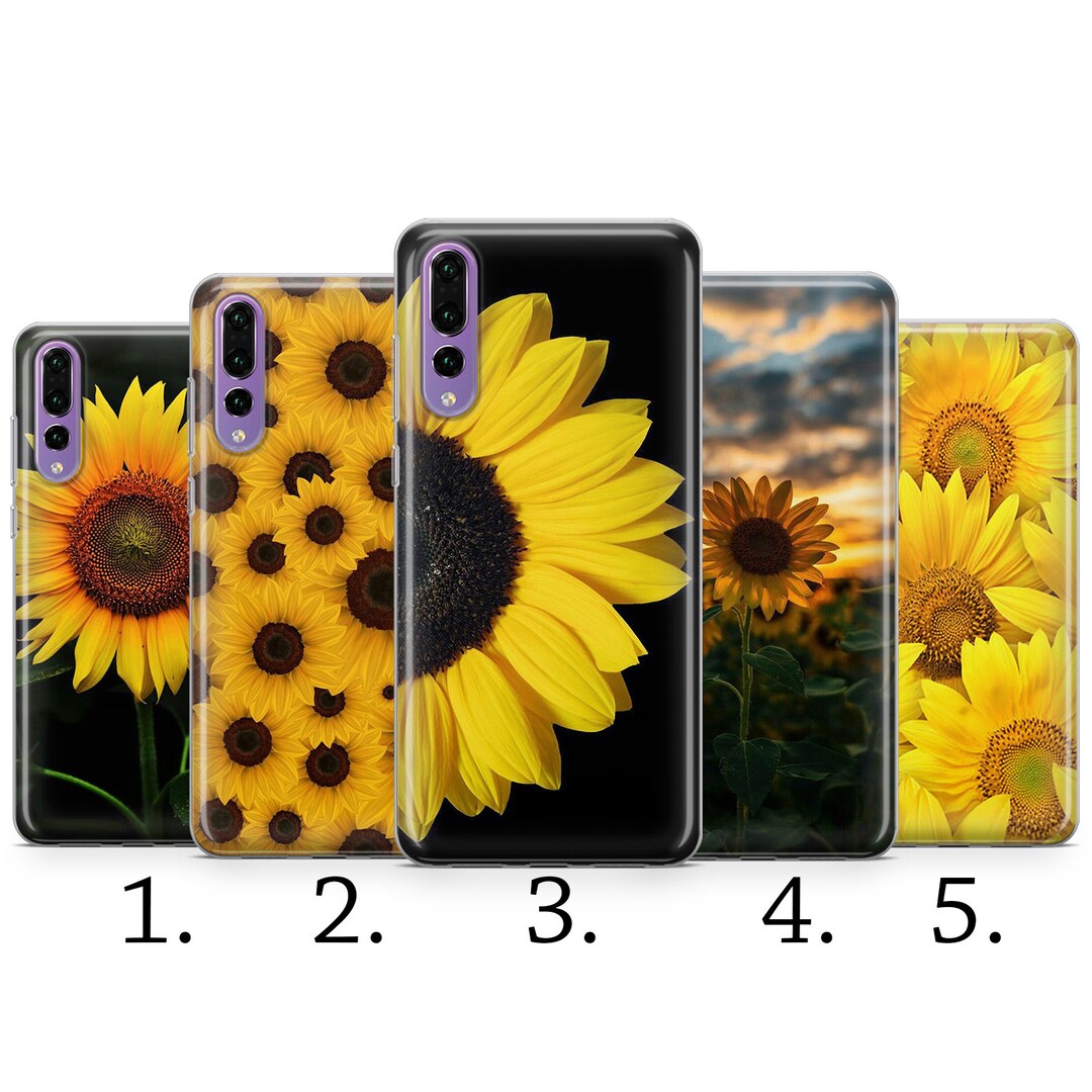 SUNFLOWER Floral Bright Yellow Thin Silicone Phone Case Cover Colours ...