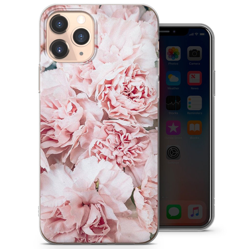 PEONY iPhone Case Floral Vintage Dark White Thin Silicone Phone Case ...