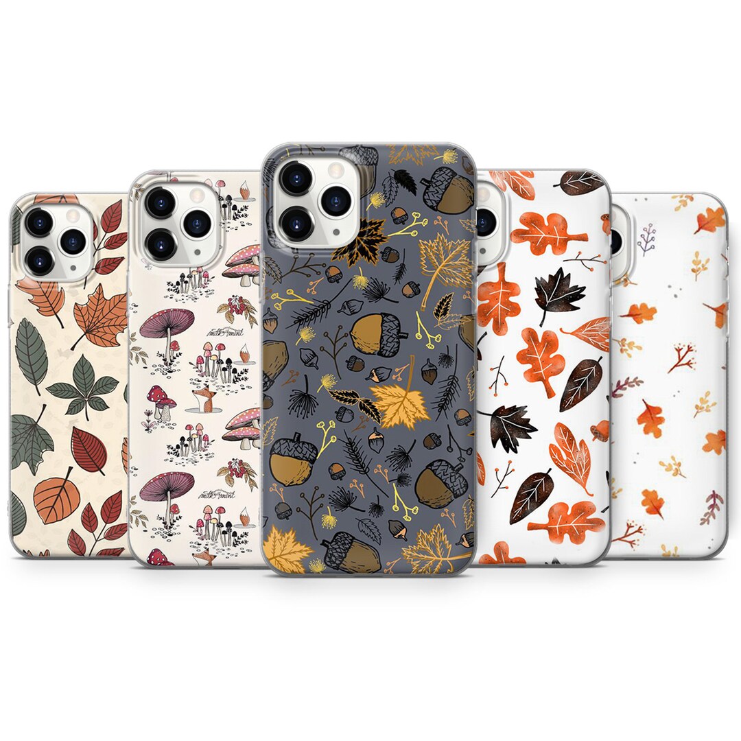 AUTUMN FALL iPhone Case Oak Leaves Mushrooms Phone Case Cover Silicone ...