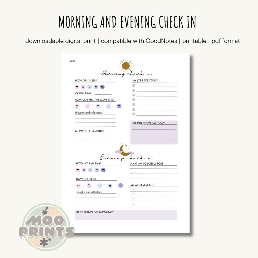 Morning and Evening Journal Digital Template - Etsy