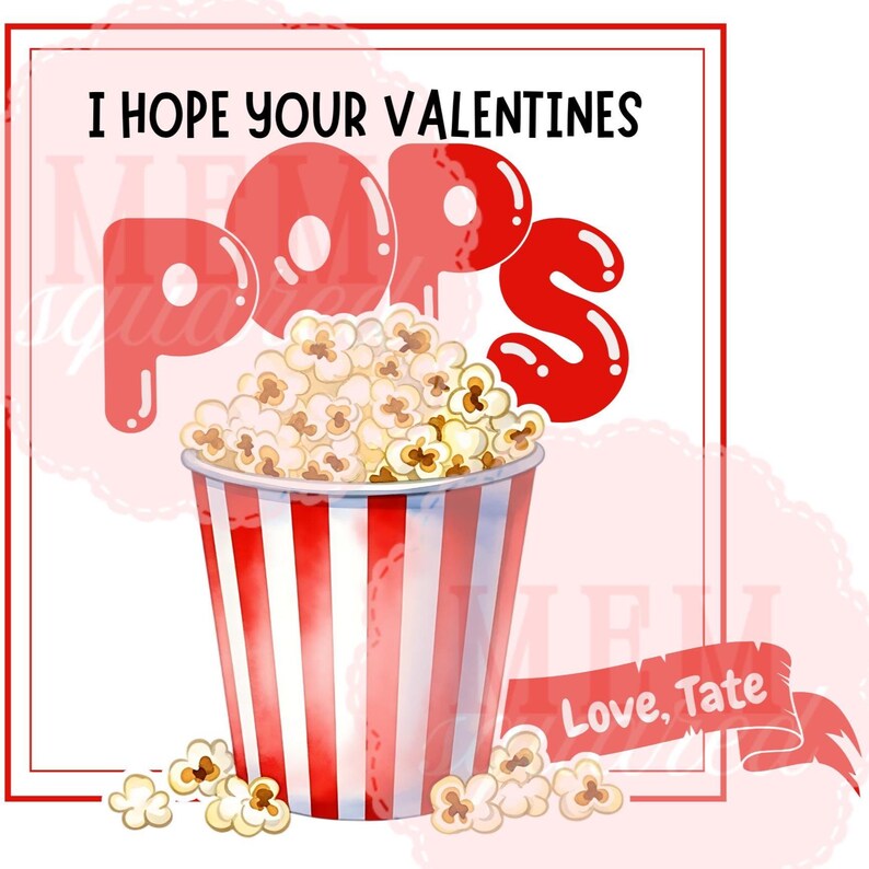 Popcorn Valentine Gift Tag | I Hope Your Valentine Pops | Printable ...