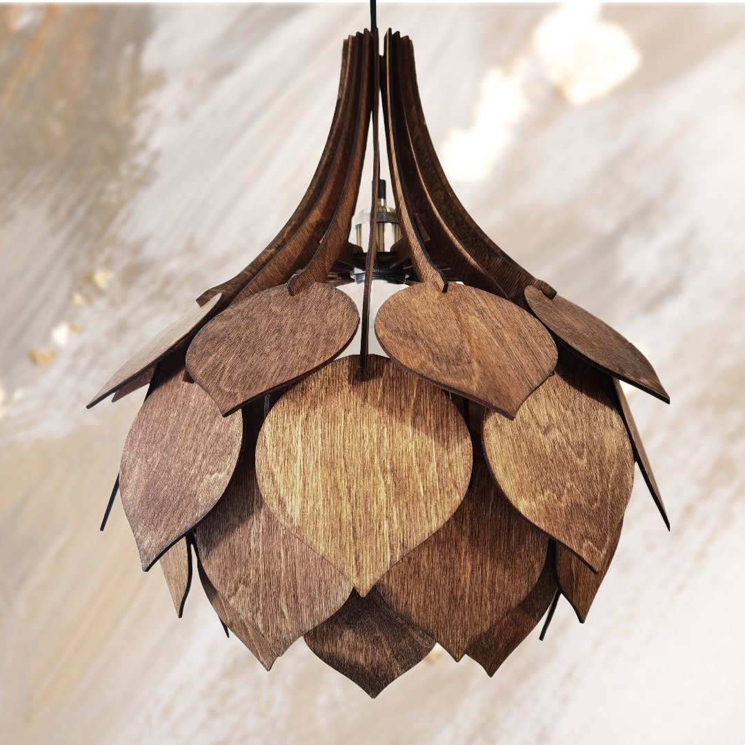 Wooden Ceiling Light Wood Pendant Light Wooden Lampshade Geometric Lamp ...