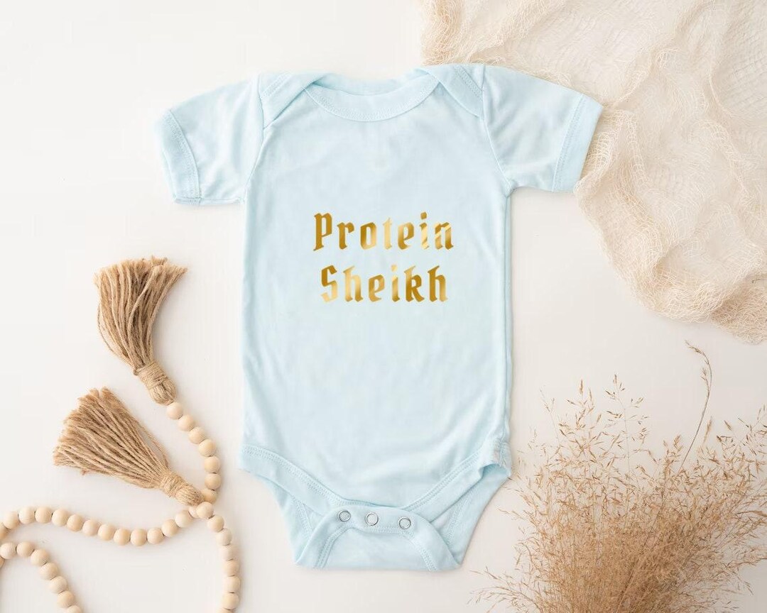 Protein Sheikh Baby Onesie: Gold Print, Islamic Ramadan Gift - Etsy