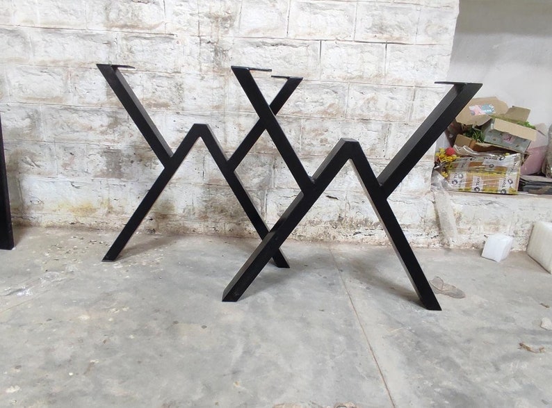 Black Epoxy Table Legs, Mild Steel A-V Joint Pair - Etsy