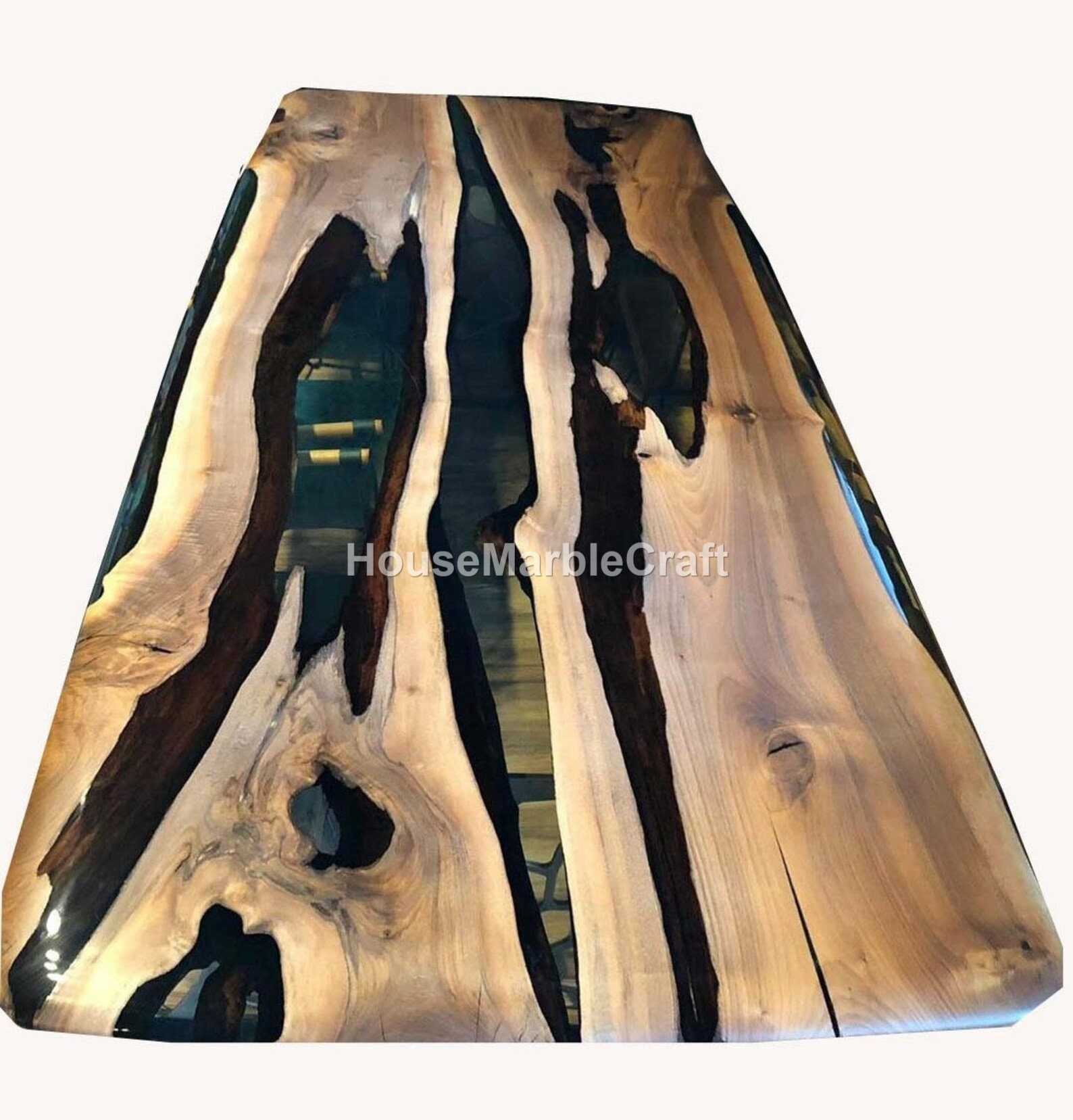 Black Epoxy River Table Live Edge Dining Tabletop Epoxy Resin Table ...