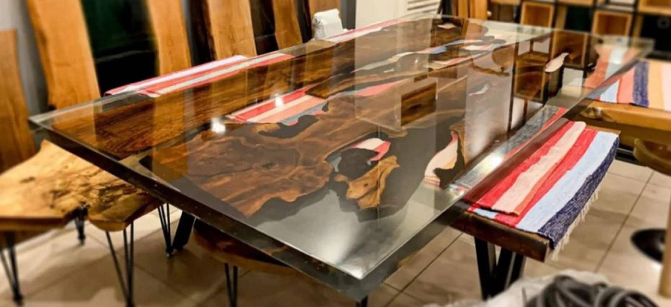 Clear Epoxy Dining Table Rustic Live Edge Wood Resin River Coffee Table ...