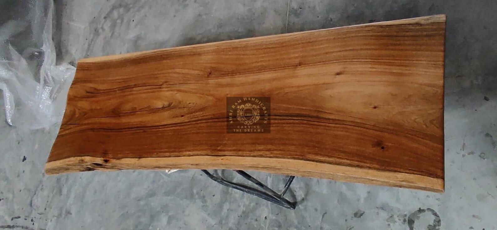 Epoxy Finish Benchtop Smooth Live Edge Bench Lawn Seat Park Bench Long ...