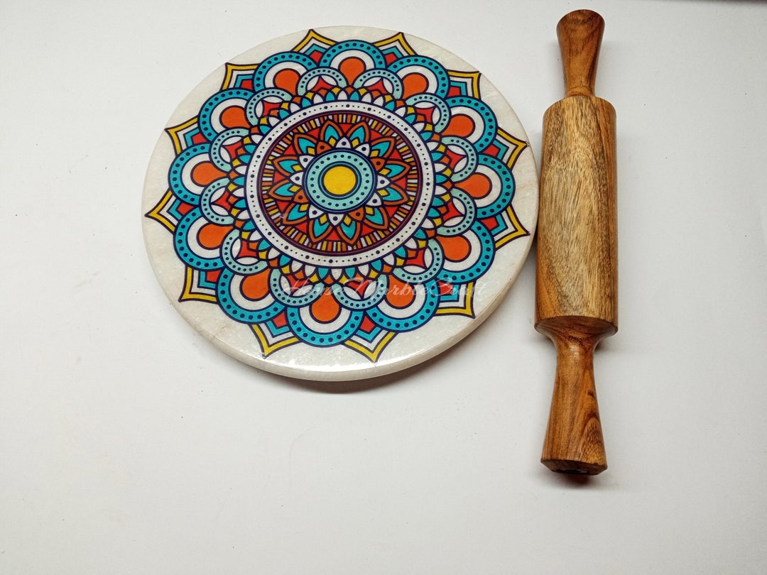 Marble Rolling Pin and Roti Maker Rolling Board Kitchen Accessories for ...