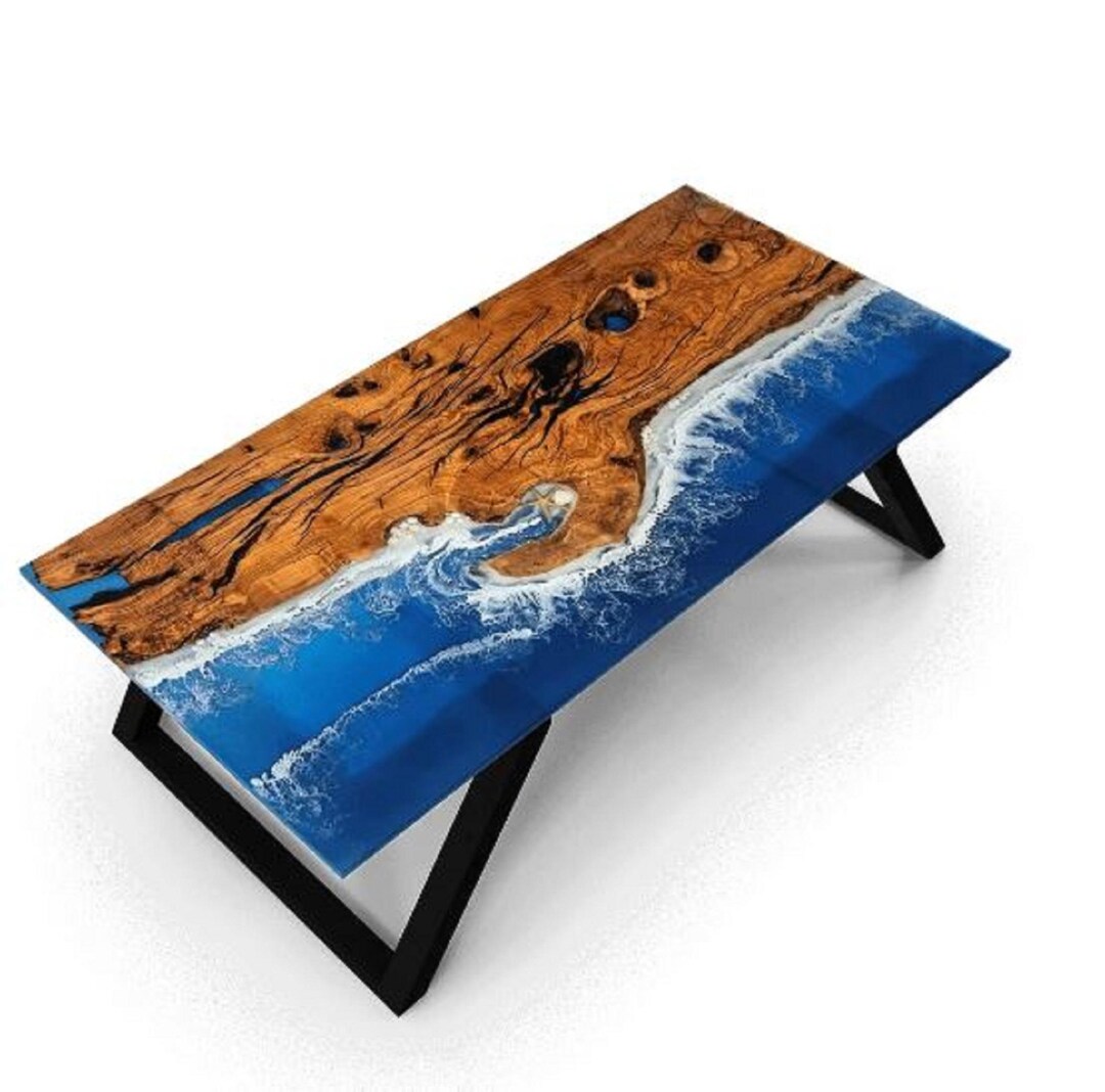 Blue Resin River Coffee Table, Deep Sea Epoxy Tabletop - Etsy