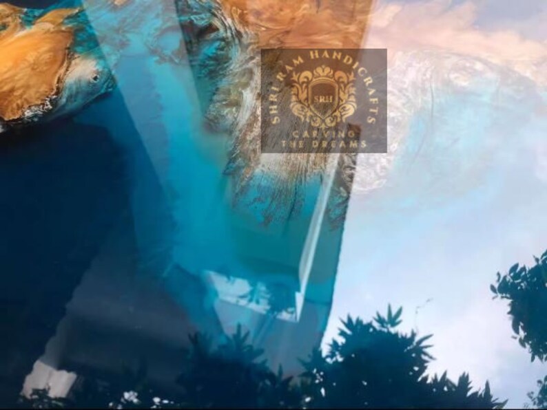 Live Edge Wood Epoxy River Table Navy Blue Color Deep Ocean Epoxy Resin ...