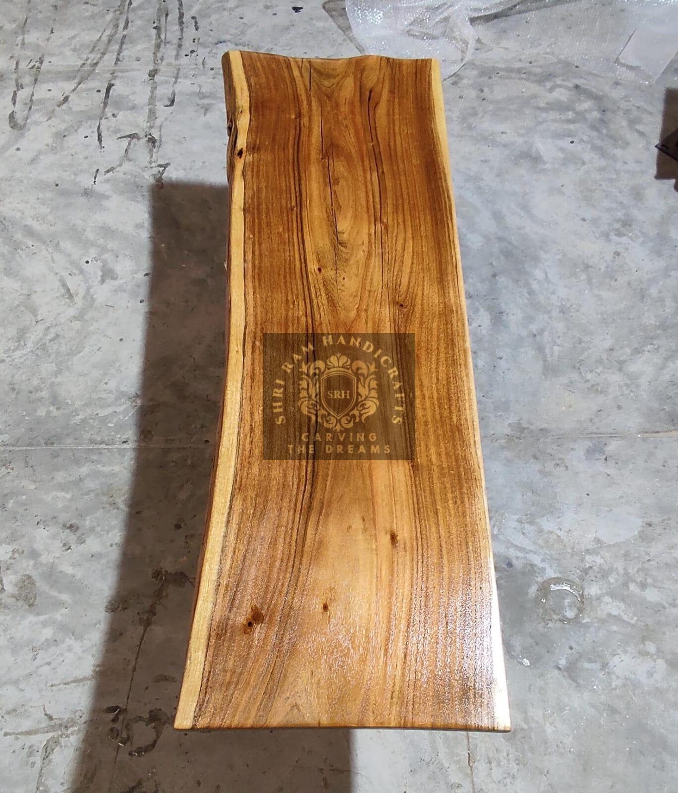 Epoxy Finish Benchtop Smooth Live Edge Bench Lawn Seat Park Bench Long ...