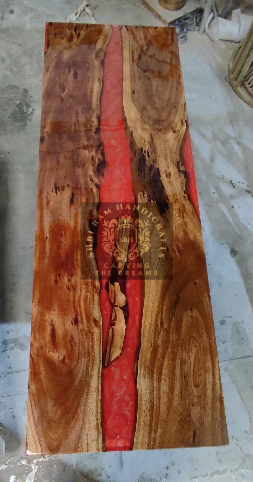 Ruby Red Epoxy River Table Resin River Tabletop Red Live Edge Wood ...