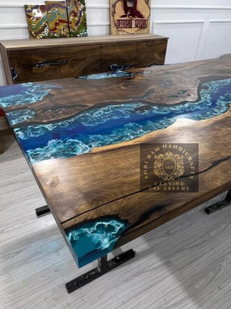 Unique Epoxy Resin River Flow Epoxy Dining Table Live Edge Wood Living Room Table Coffee Table ...