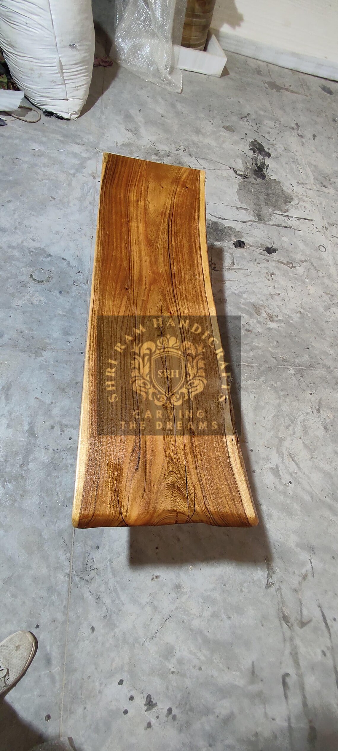 Epoxy Finish Benchtop Smooth Live Edge Bench Lawn Seat Park Bench Long ...