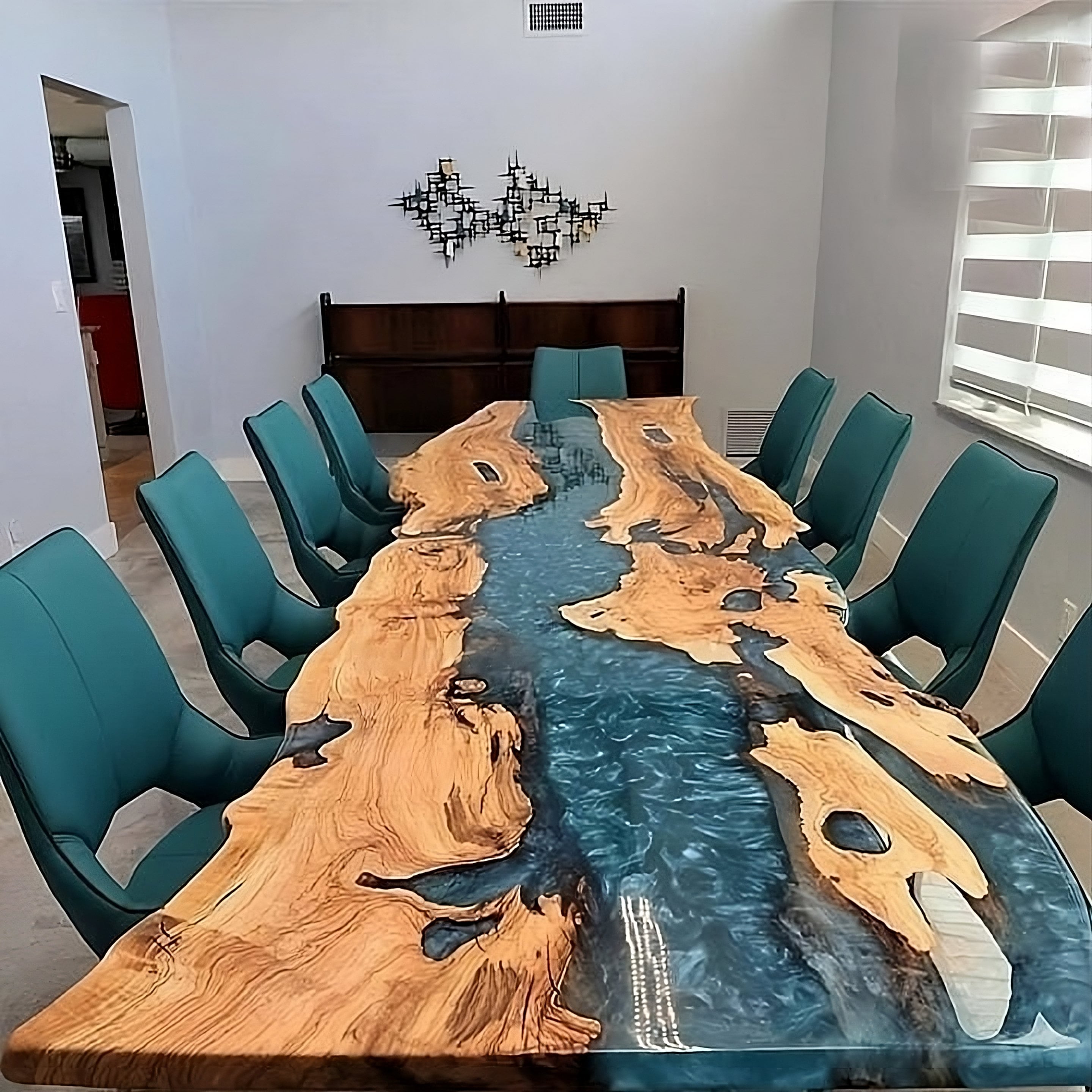 Epoxy Resin Coffee Table Blue Epoxy Resin River Dining Table Live Edge ...