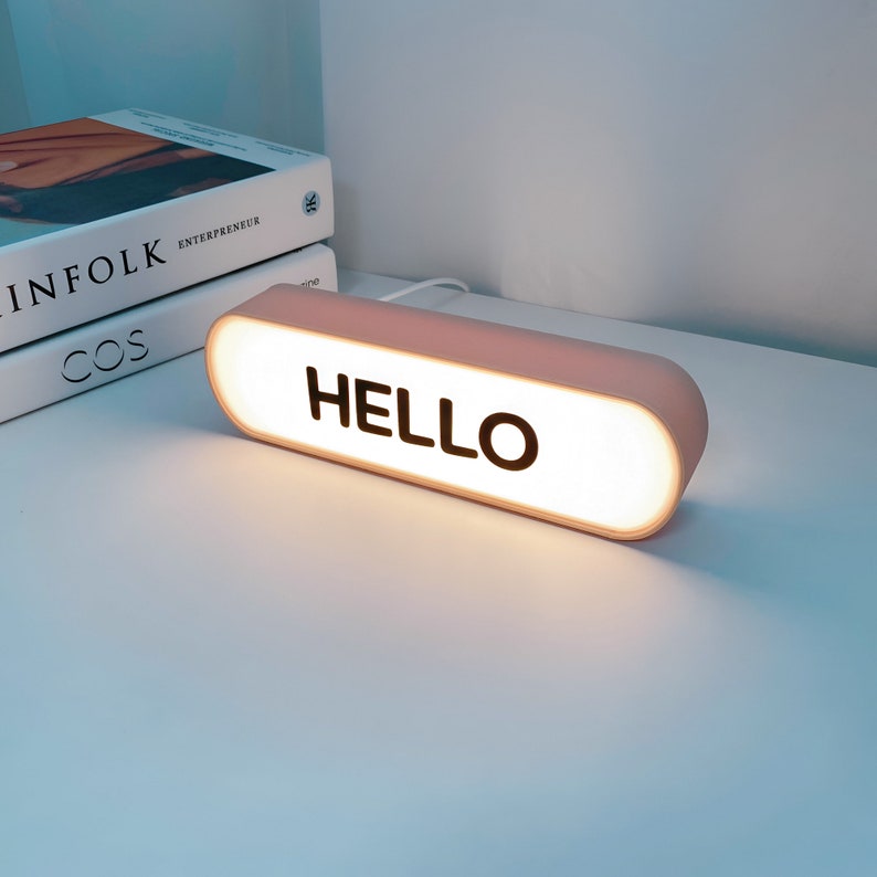 Hello Sign Lamp, Hello Lightbox, Entrance Light Sign, Hello Desk Lamp ...