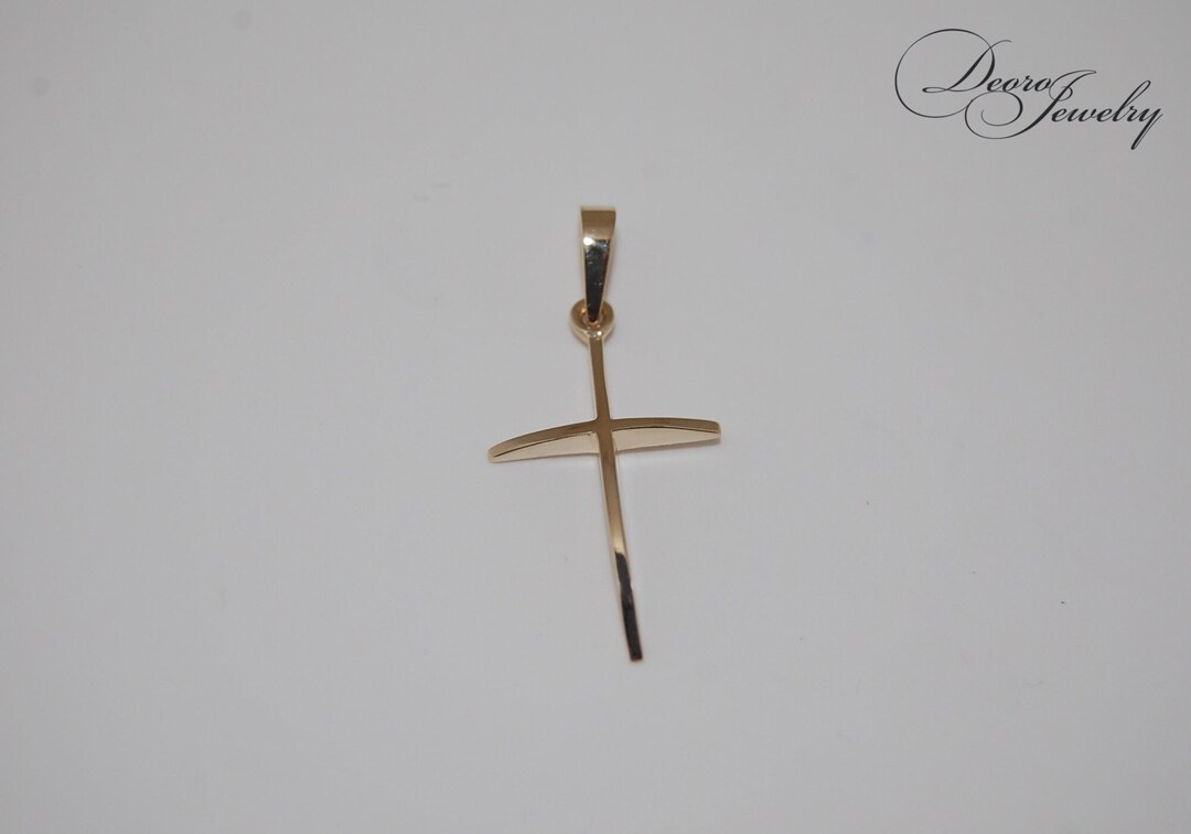 Yellow Gold Cross, Minimalist Gold Cross Pendant 14K Small Size ...