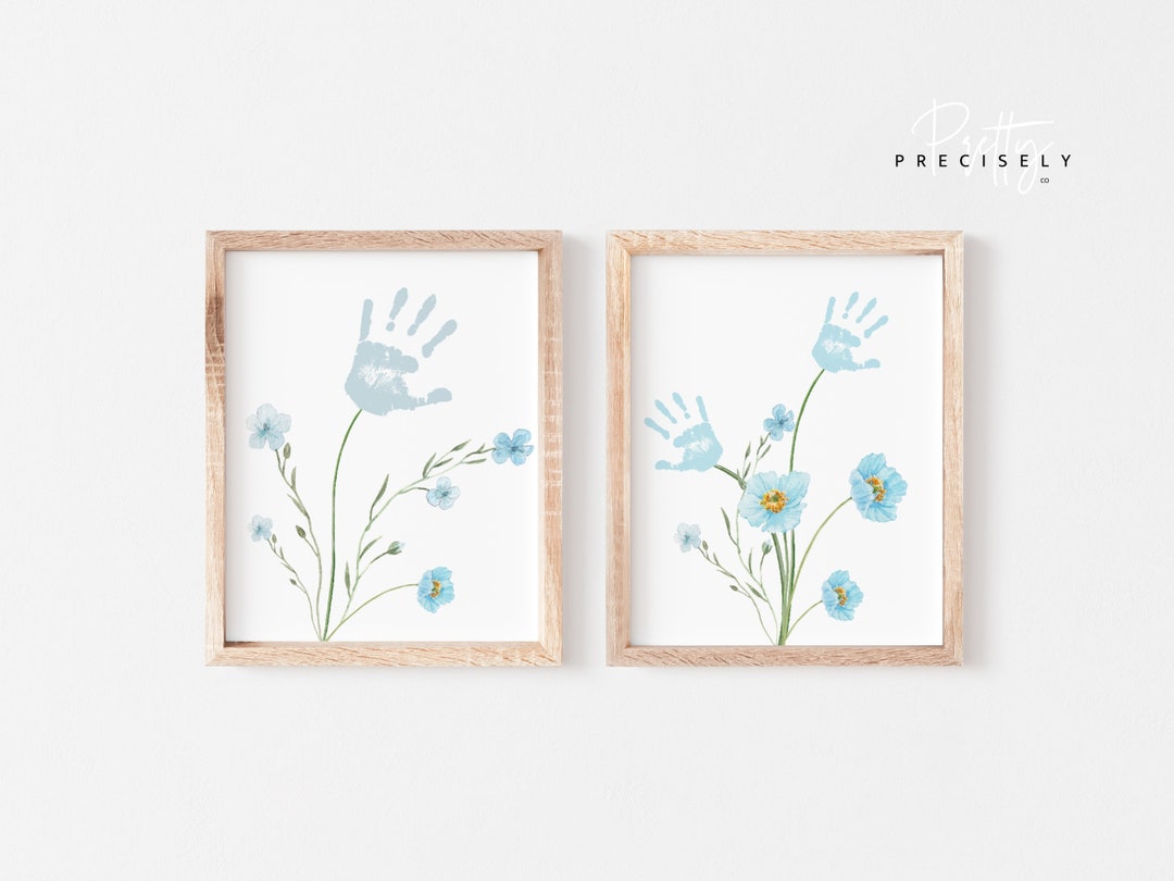 Watercolor Blue Poppy Handprint Art | Keepsake Gift for Parents ...