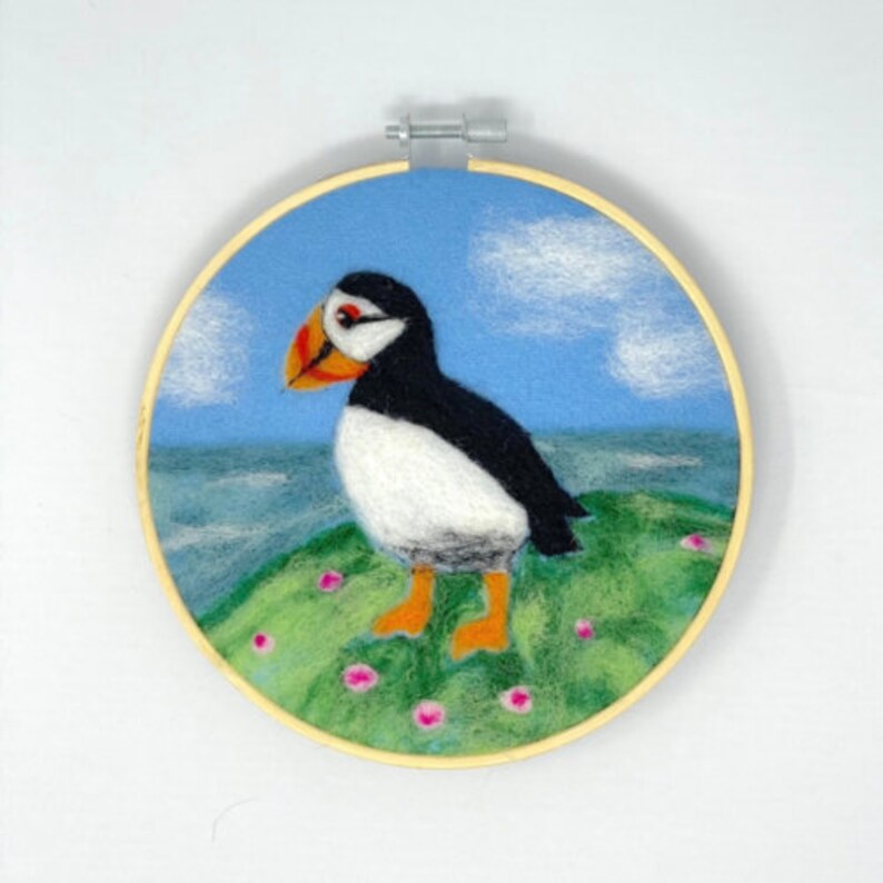 The Crafty Kit Company 'puffin in A Hoop' Needle Felting Kit - Etsy