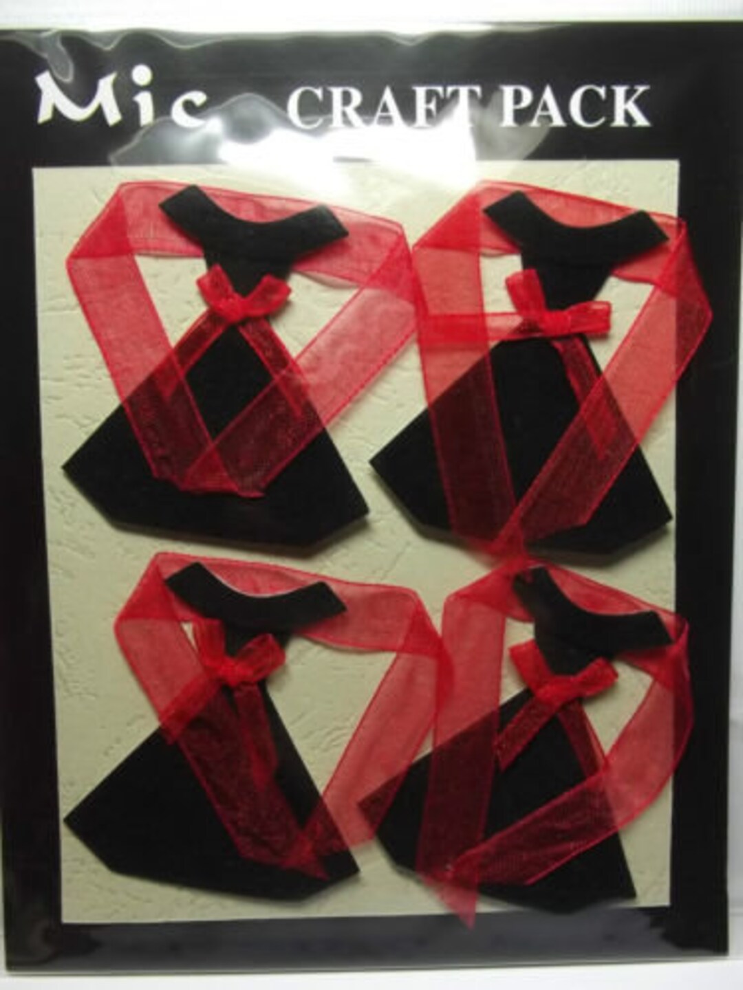 Pack of 4 Black and Red Evening Dresses Craft Embellishments - Etsy