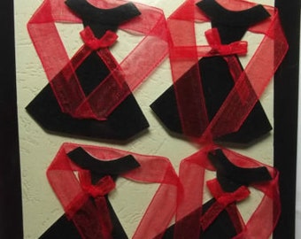 Pack of 4 Black and Red Evening Dresses Craft Embellishments - Etsy