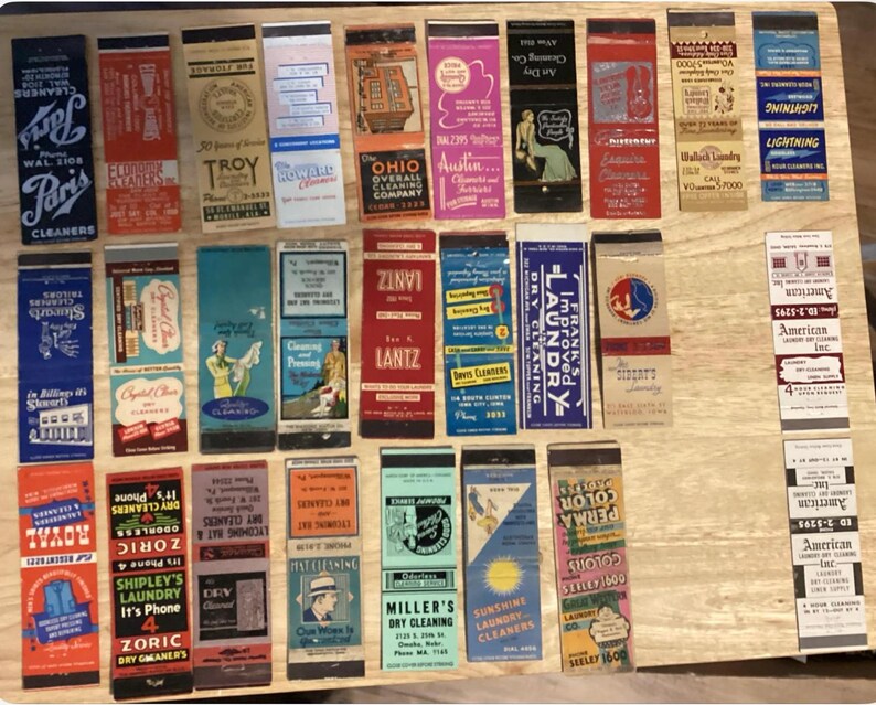 Vintage and Rare 30s 70s Flattened Matchbooks, Front Strike Set of 50 ...