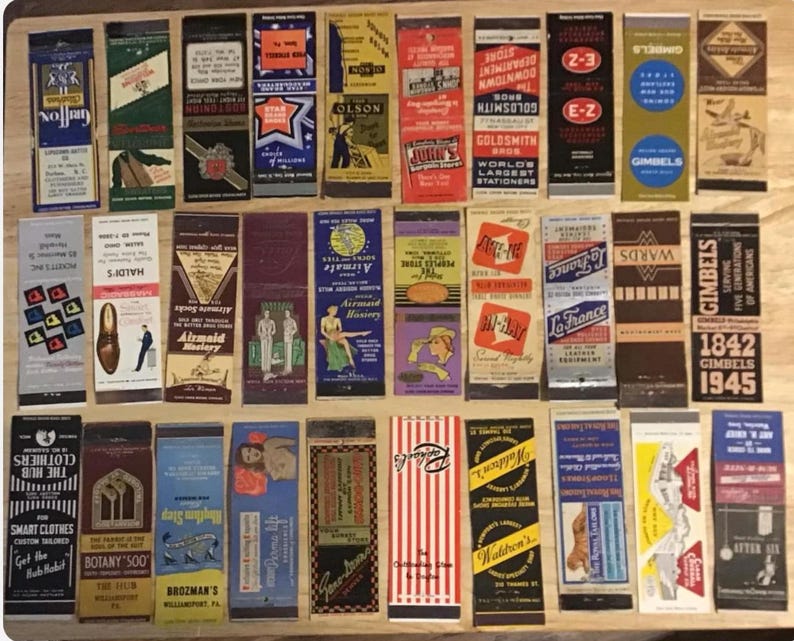Vintage and Rare 30s 70s Flattened Matchbooks, Front Strike Set of 50 ...