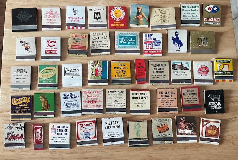 Vintage Rare Full Matchbooks, 1940s-80, Front and Back Strike, Lot of ...