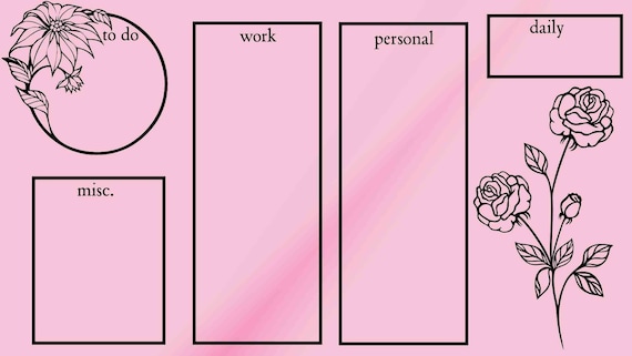 Pink Flower Organized Desktop Wallpaper | Etsy